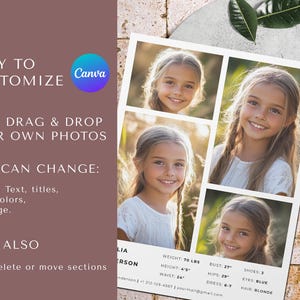Kids Model Comp Card for Canva: Design a Zed Child Talent Composite ...
