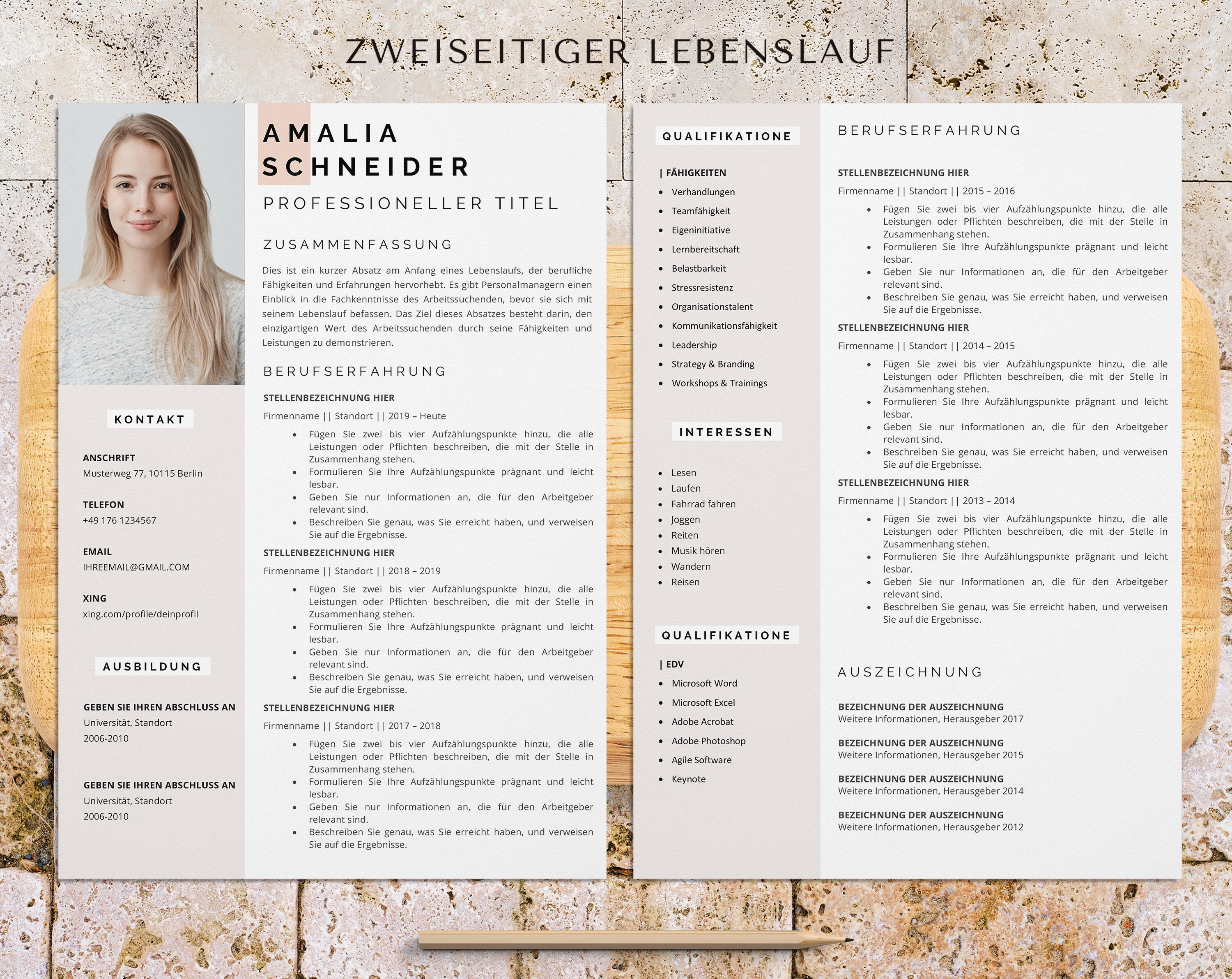 Lebenslauf Vorlage Für Word Und Canva, Komplette Bewerbung Vorlage Word ...