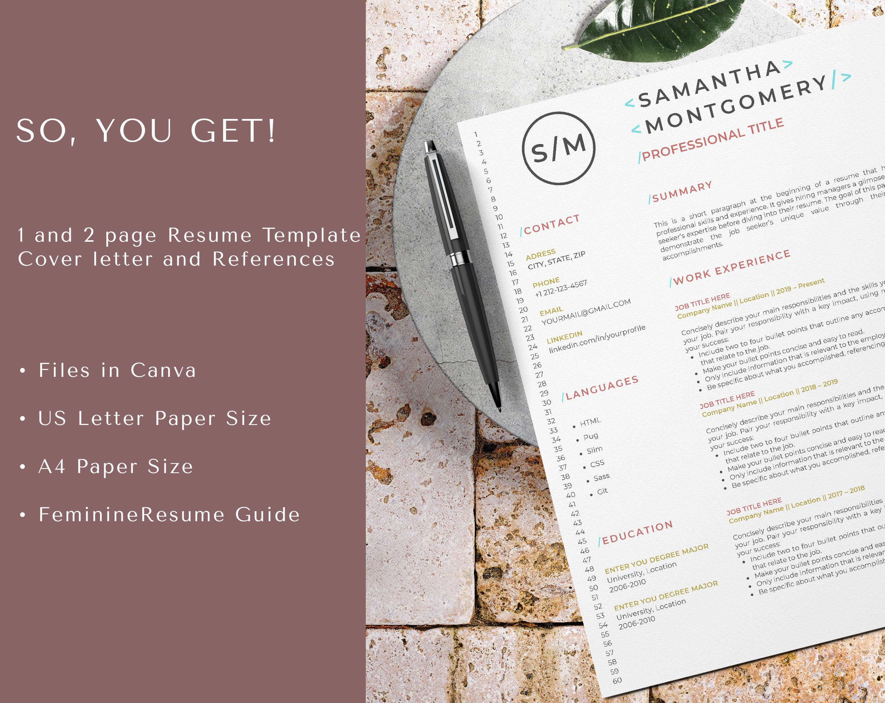 Web Developer Resume Template for Canva, Software Developer, Software ...