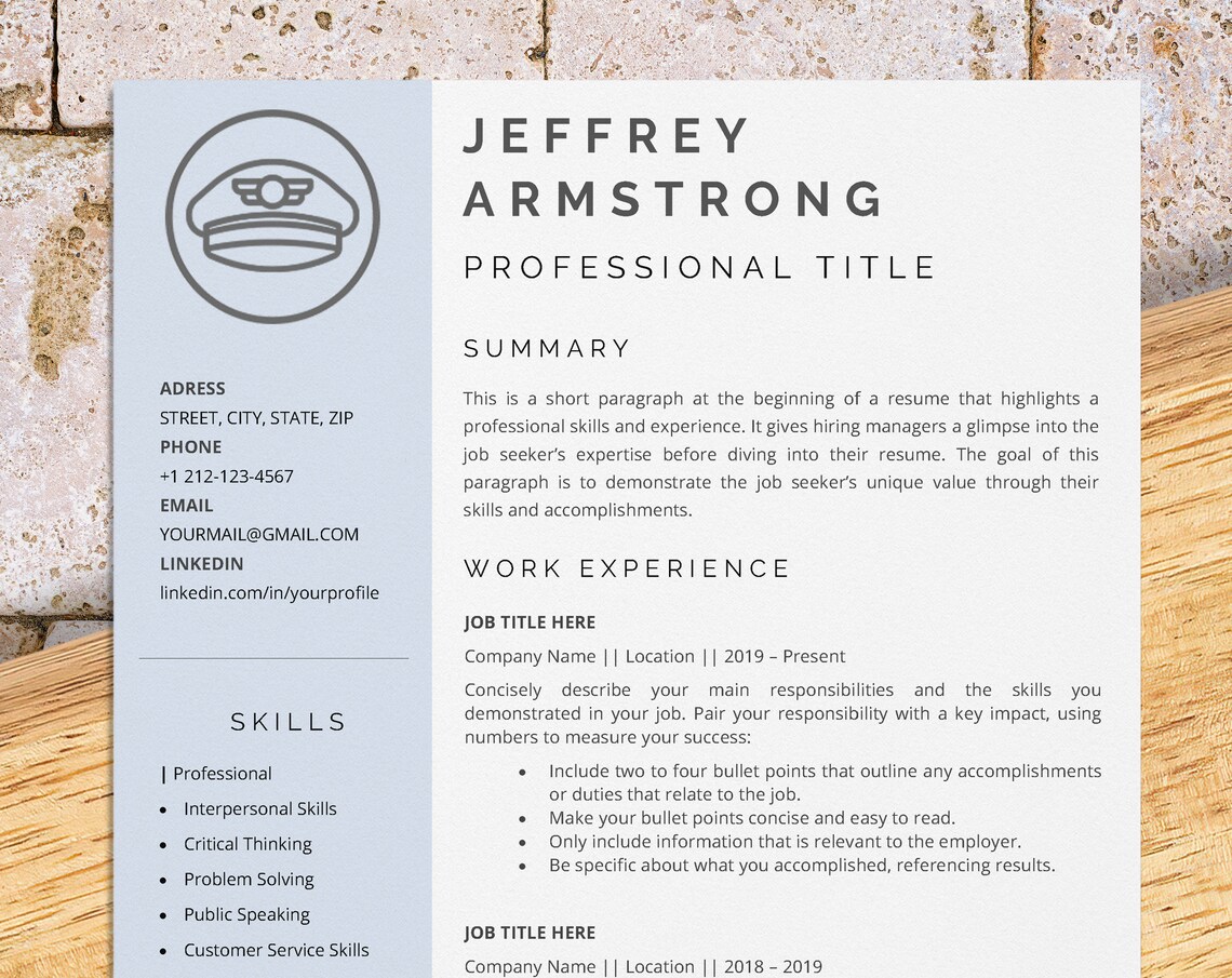 Pilot Resume Template for Word, Airline Pilot Resume, Helicopter Pilot ...