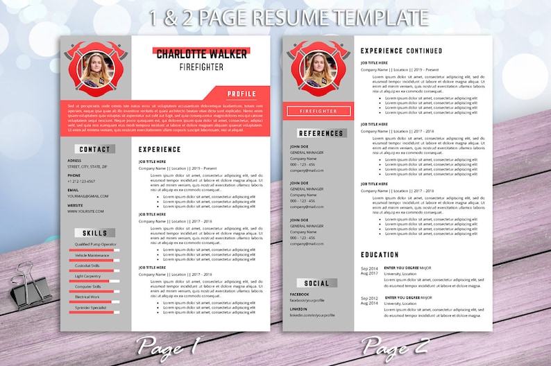 Firefighters Resume Template for Word Fire Inspectors CV | Etsy