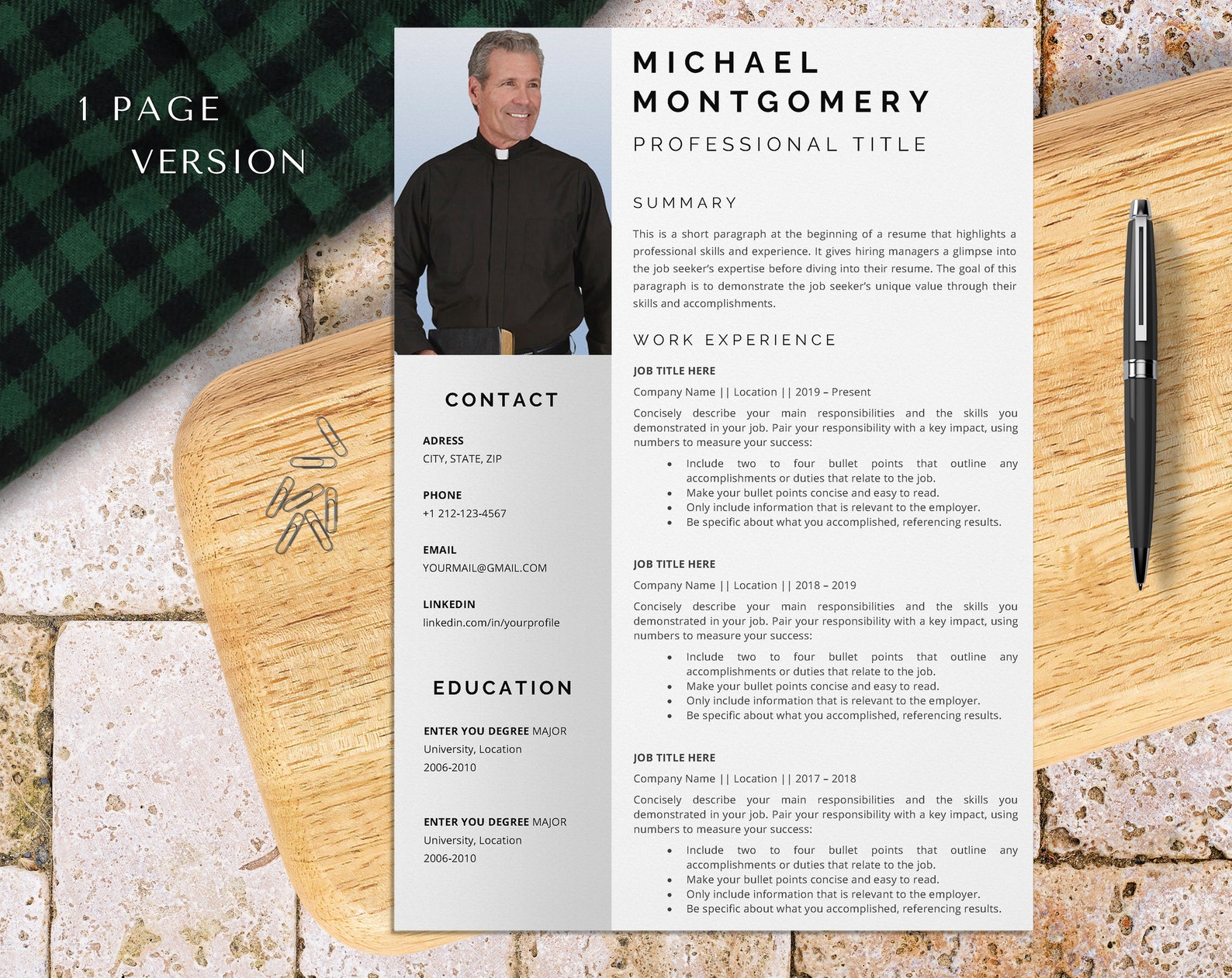 Pastor Resume Template for Word, Religion Cv, Church Cv, Chaplain ...