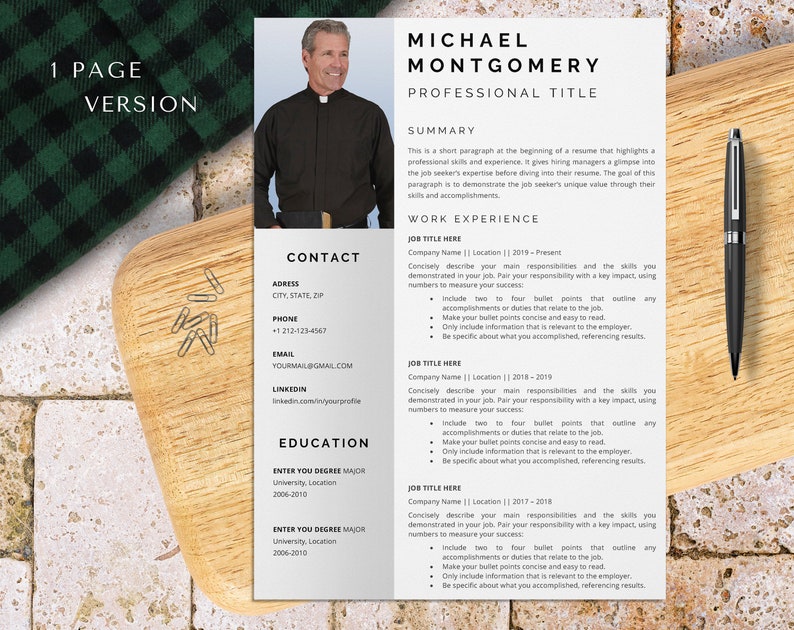 Pastor Resume Template for Word, Religion Cv, Church Cv, Chaplain ...
