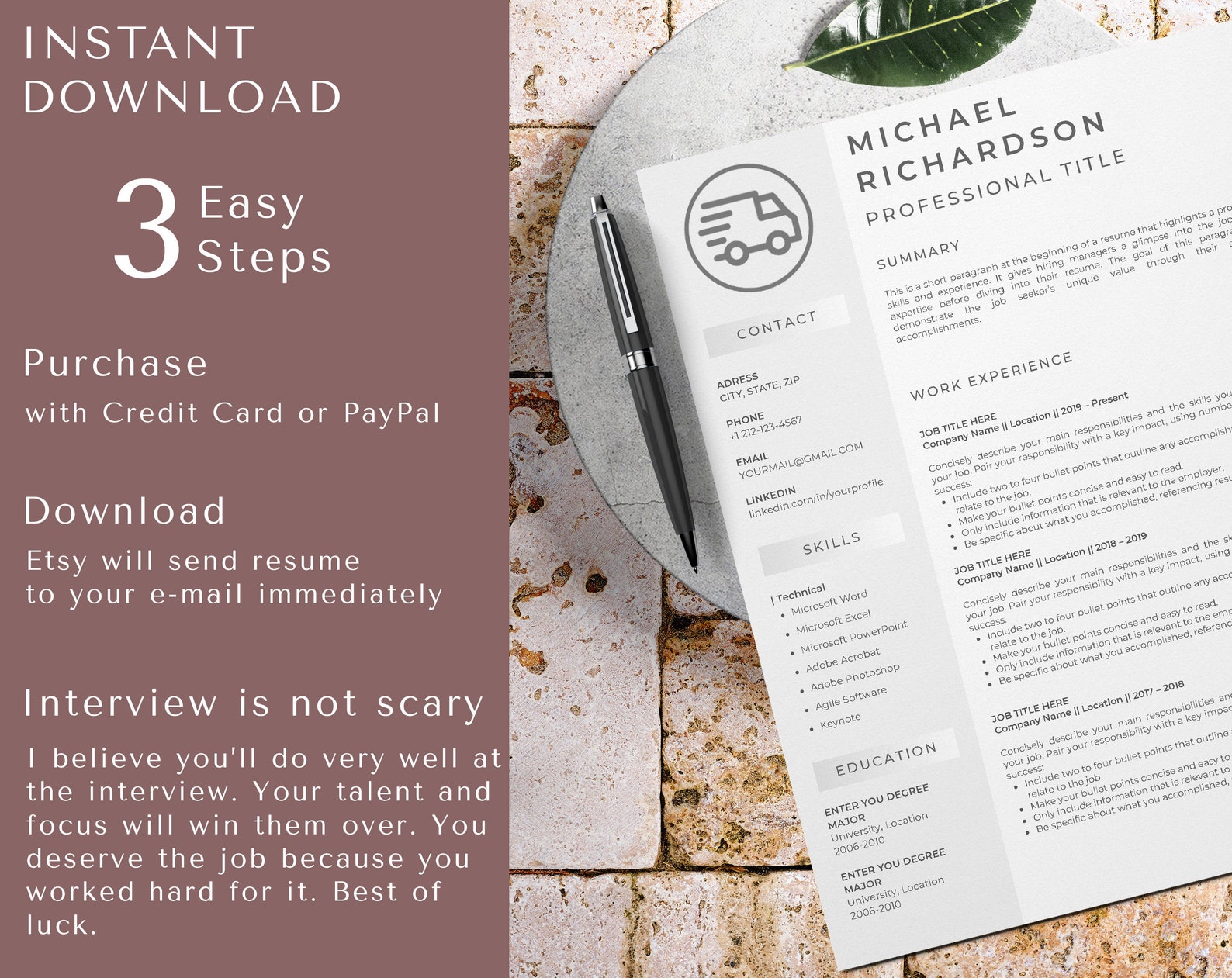 Truck Driver Resume Template for Canva, Forklift Driver, Bus Driver ...