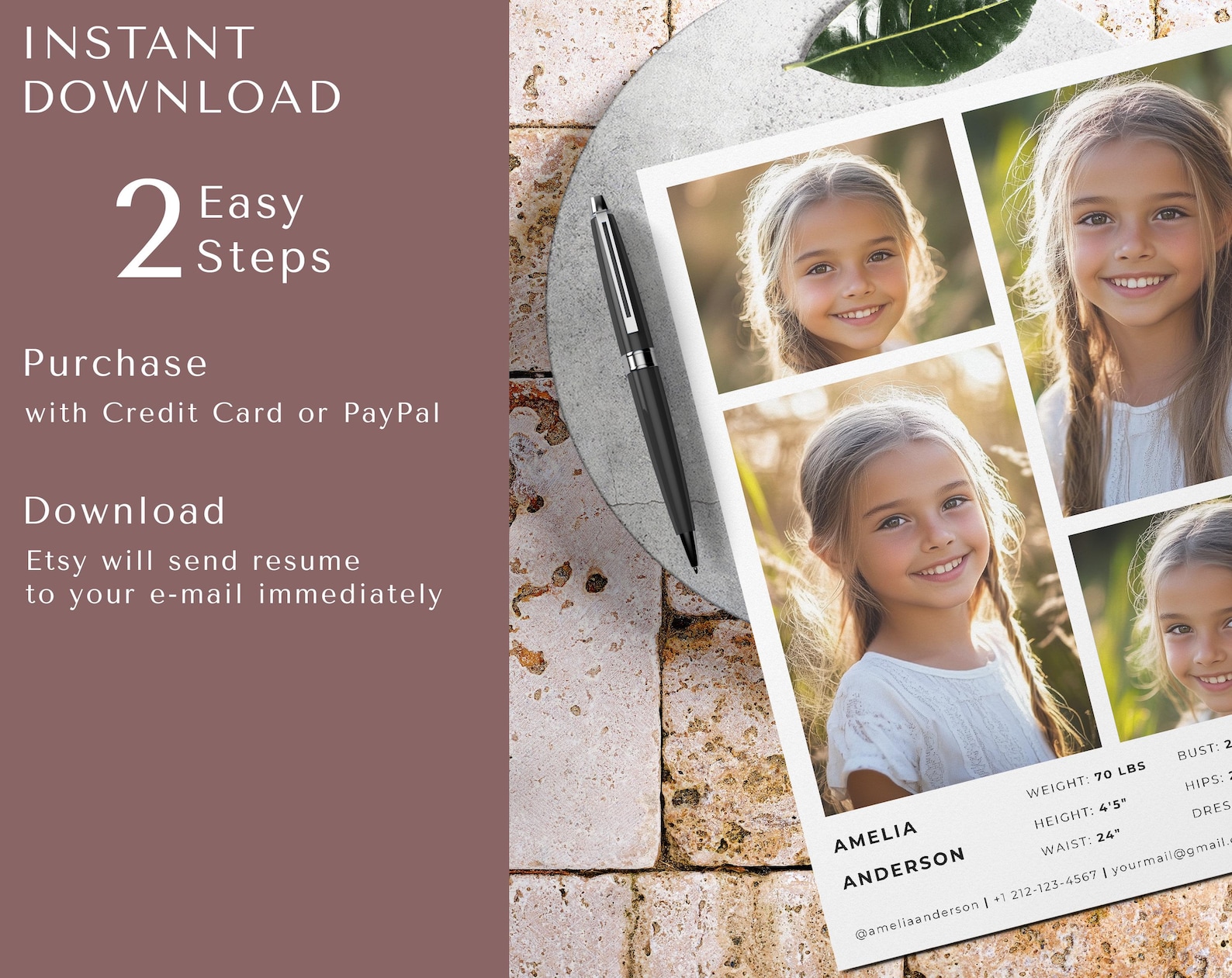 Kids Model Comp Card for Canva: Design a Zed Child Talent Composite ...