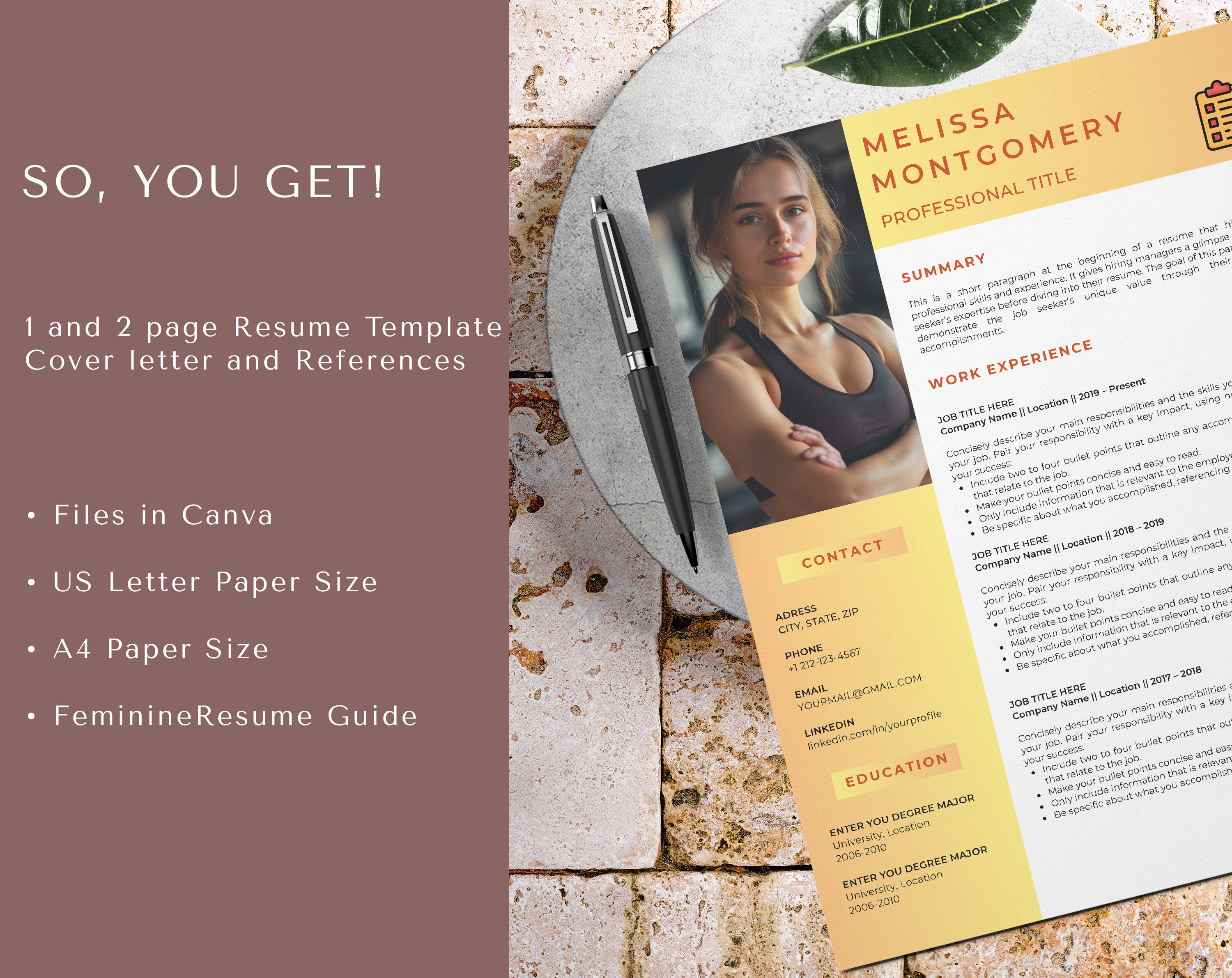 Fitness Instructor Resume Template for Canva, Fitness Trainer, Fitness ...