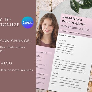 Child Actor Resume Template With Photo for Canva, Child Model Actor and ...