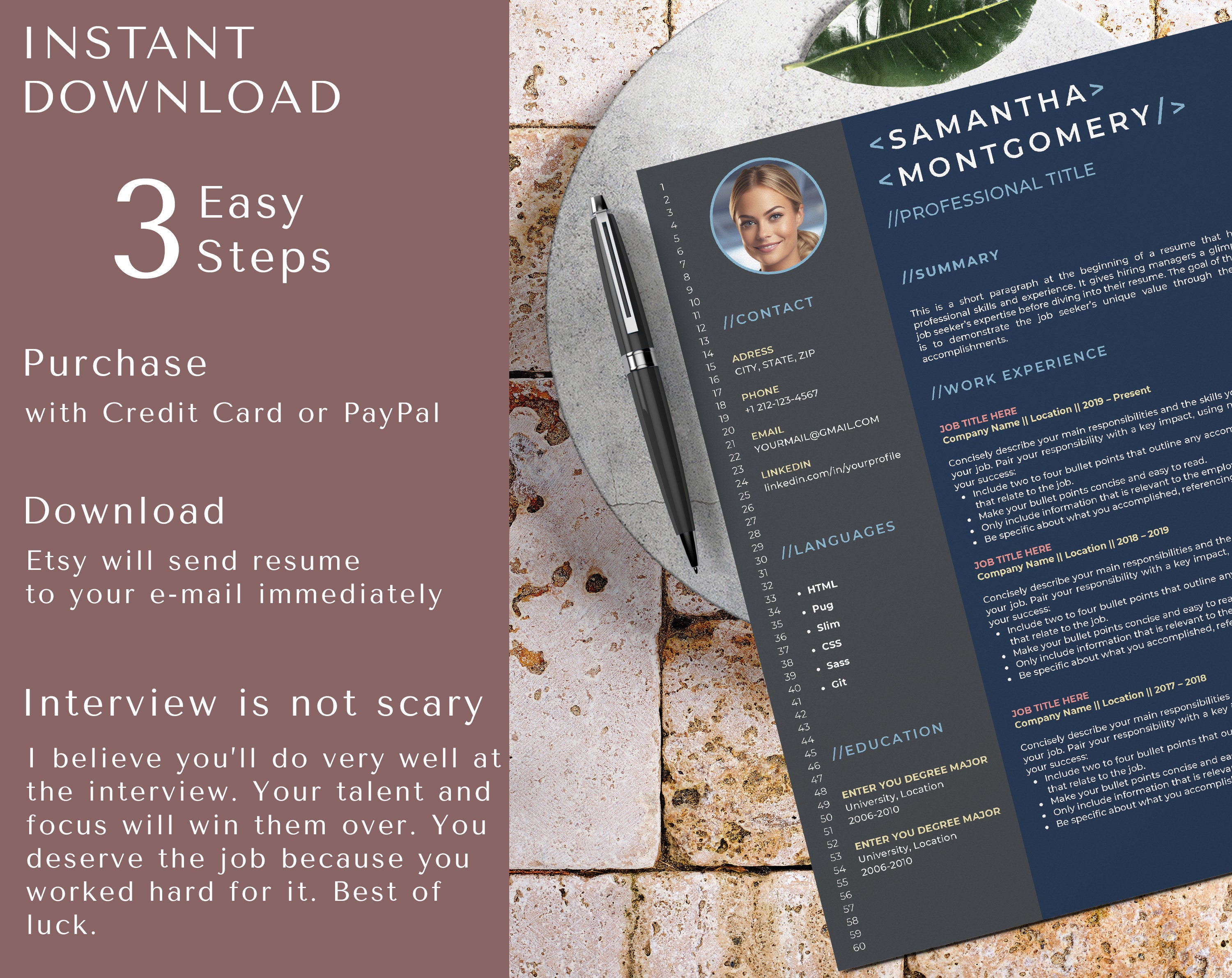 Programmer Resume Template for Canva, Software Developer Engineer, Web ...