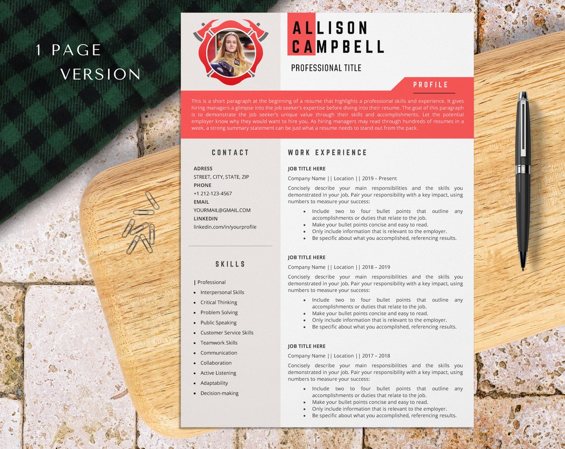 Firefighters Resume Template for Word, Fire Inspectors CV, Fire ...