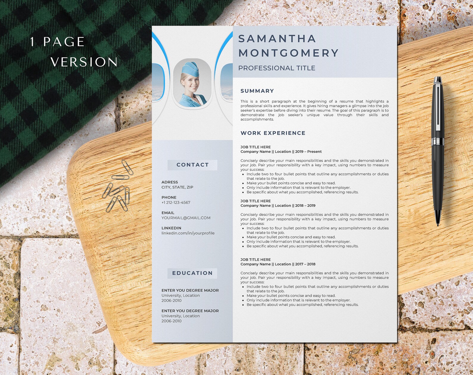 Flight Attendant Resume Template for Canva, Stewardess Resume, Aviation ...