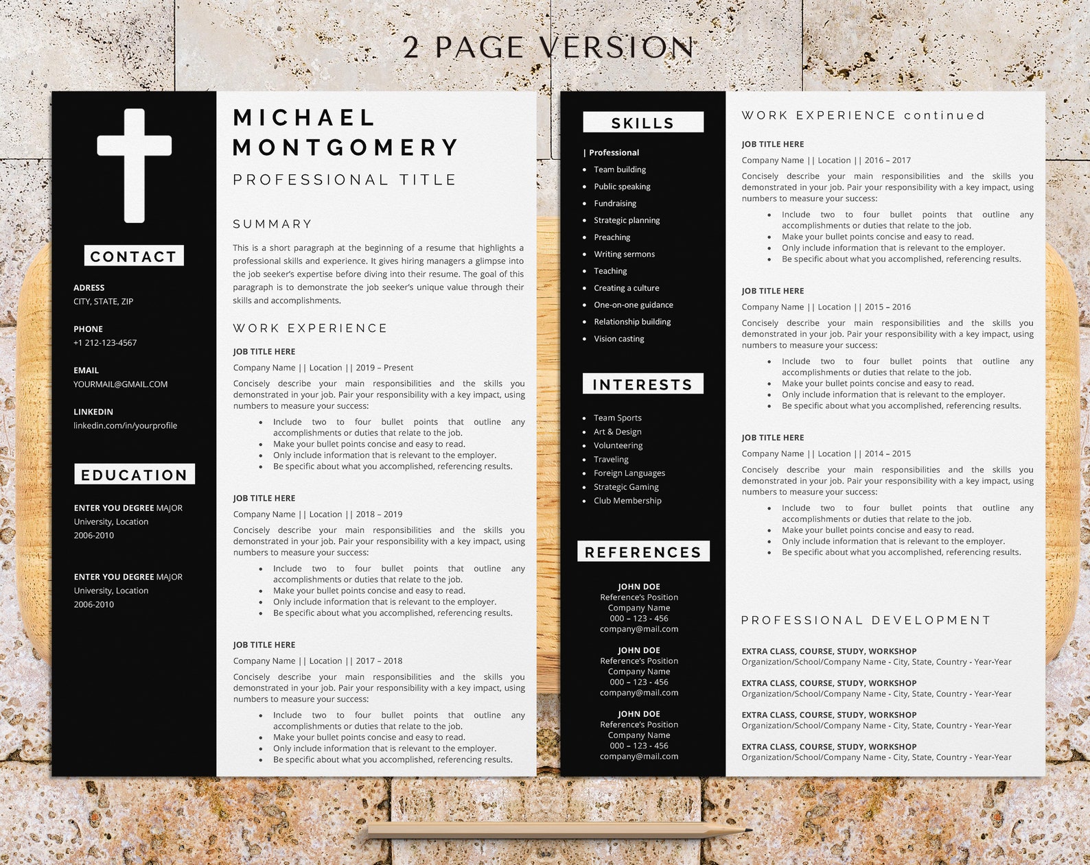 Pastor Resume Template for Word, Religion Resume, Church Administrator ...