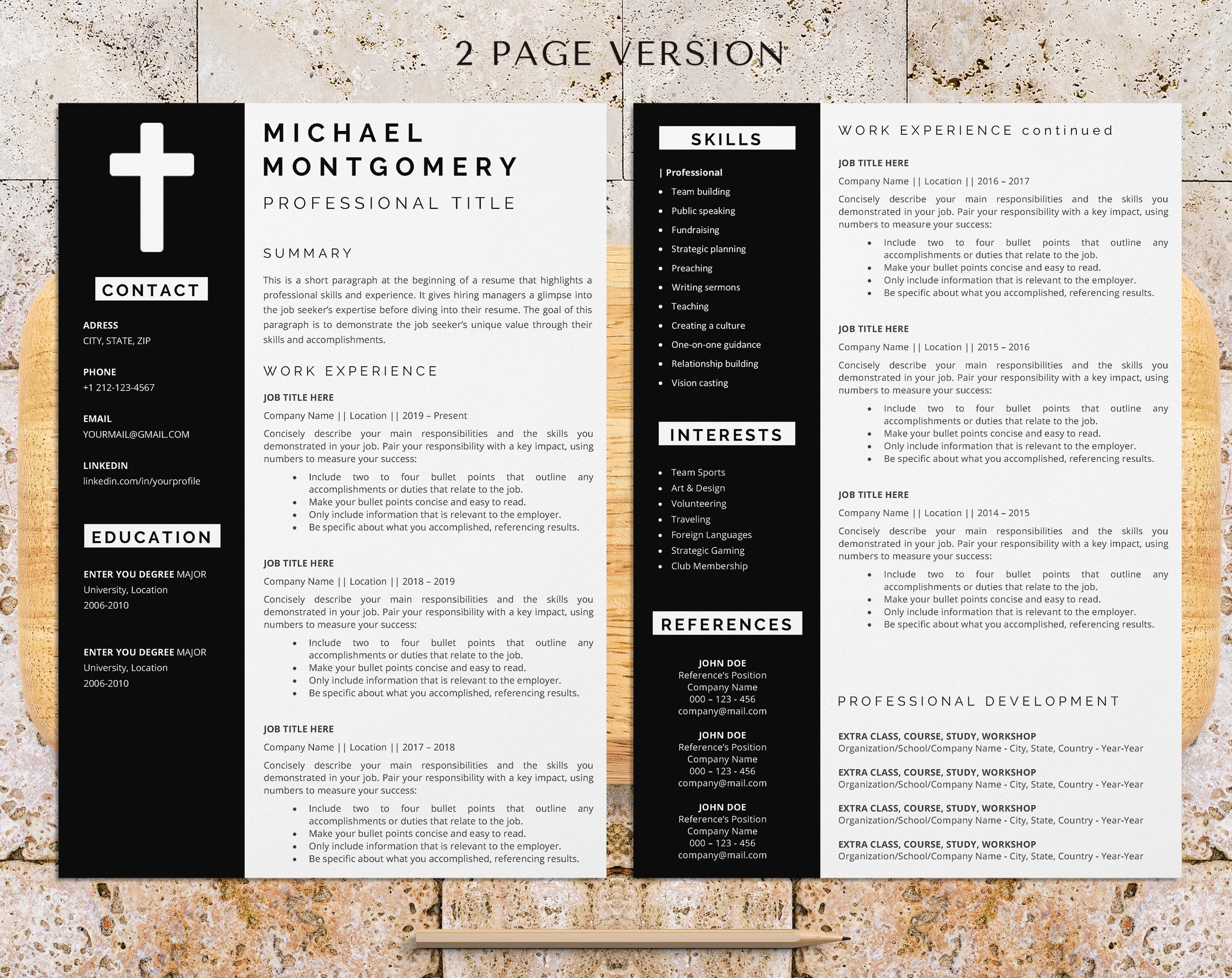 Pastor Resume Template for Word, Religion Resume, Church Administrator ...