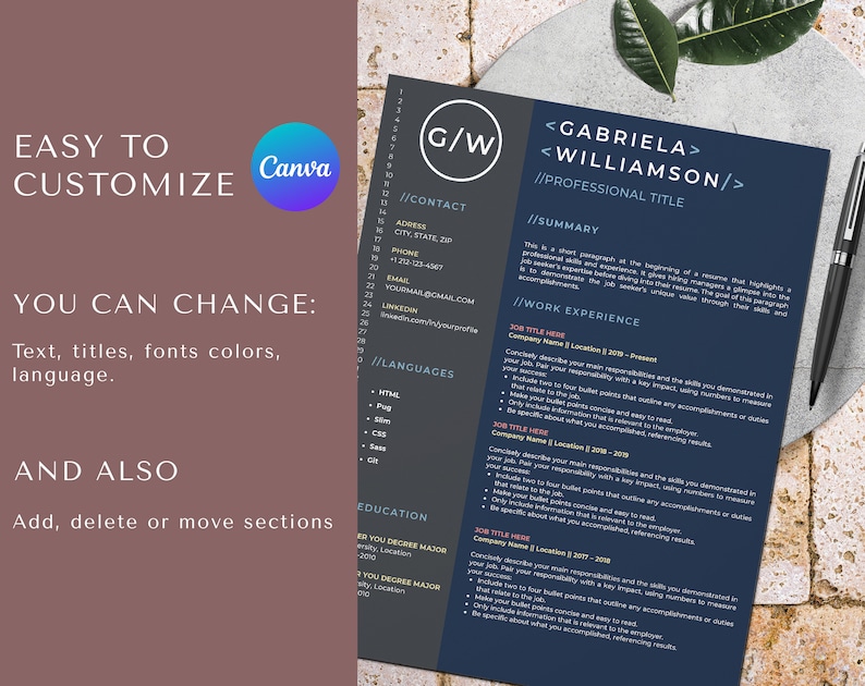 It Developer Resume Template for Canva, Software Developer and Engineer ...