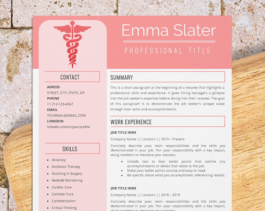 Modèle de CV d'infirmière autorisée pour Word ou CV - Etsy France