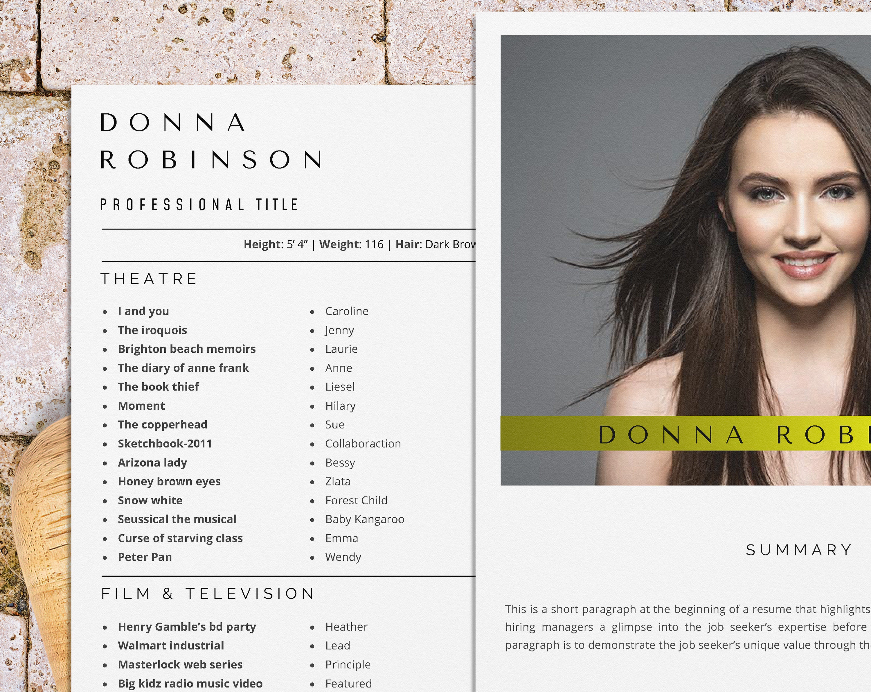 Acting Resume Template With Photo for Word: Hollywood Dreams for ...