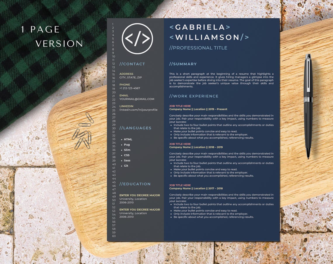 Developer Resume Template for Canva: Perfect for Web and Software ...