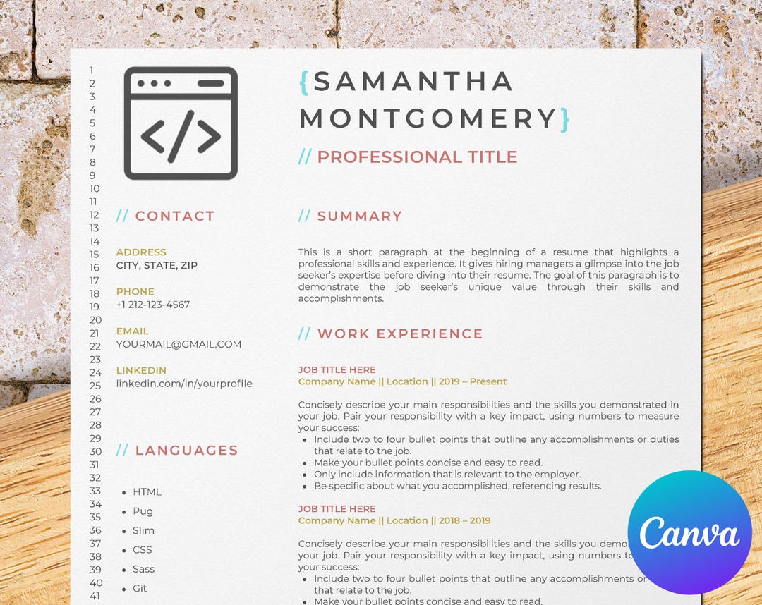 Java Developer Resume Template for Canva, Software Engineer, It ...