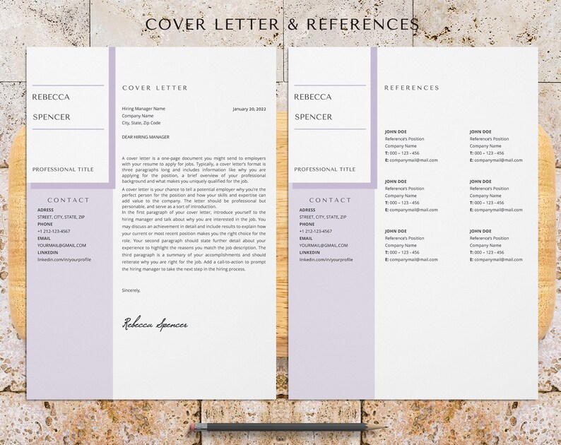 Elegant & Targeted Two Page Resume Template and Cover Letter for Word ...