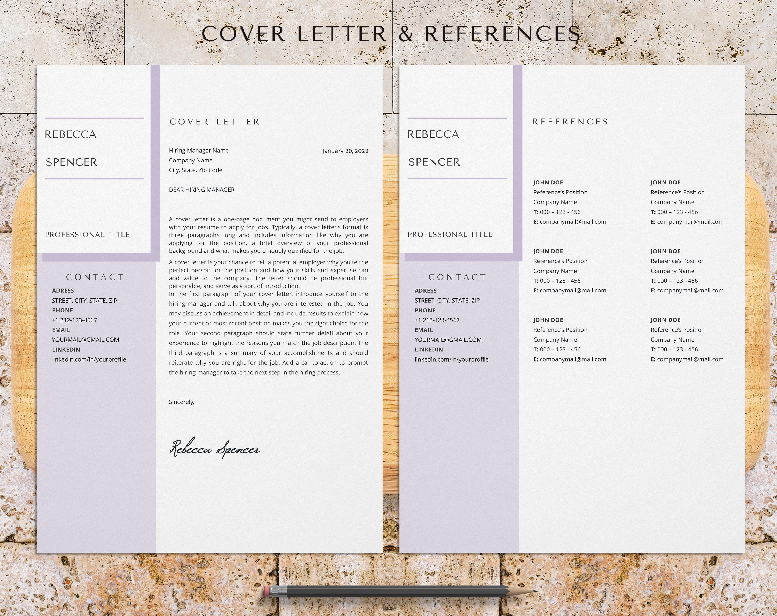 Elegant & Targeted Two Page Resume Template and Cover Letter for Word ...