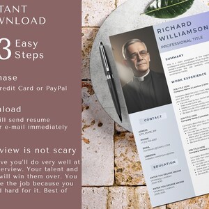 Pastor Resume Template for Canva, Religion Resume, Church Cv, Chaplain ...