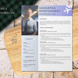 Flight Attendant Resume Template for Canva, Stewardess Resume, Aviation ...