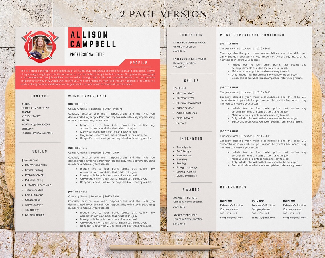 Firefighters Resume Template for Word, Fire Inspectors CV, Fire ...