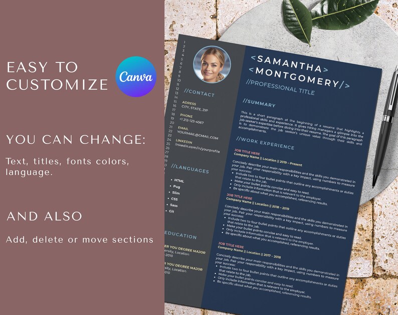 Programmer Resume Template for Canva, Software Developer Engineer, Web ...