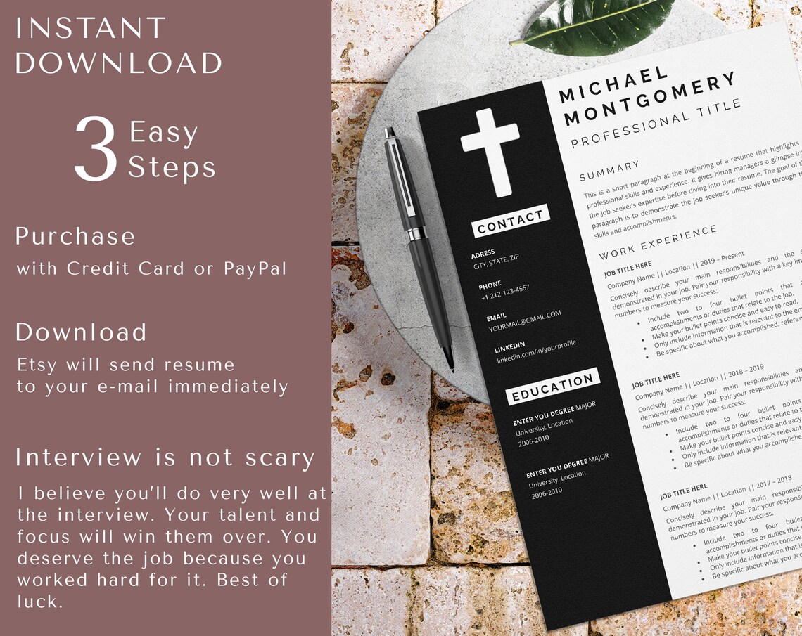 Pastor Resume Template for Word, Religion Resume, Church Administrator ...