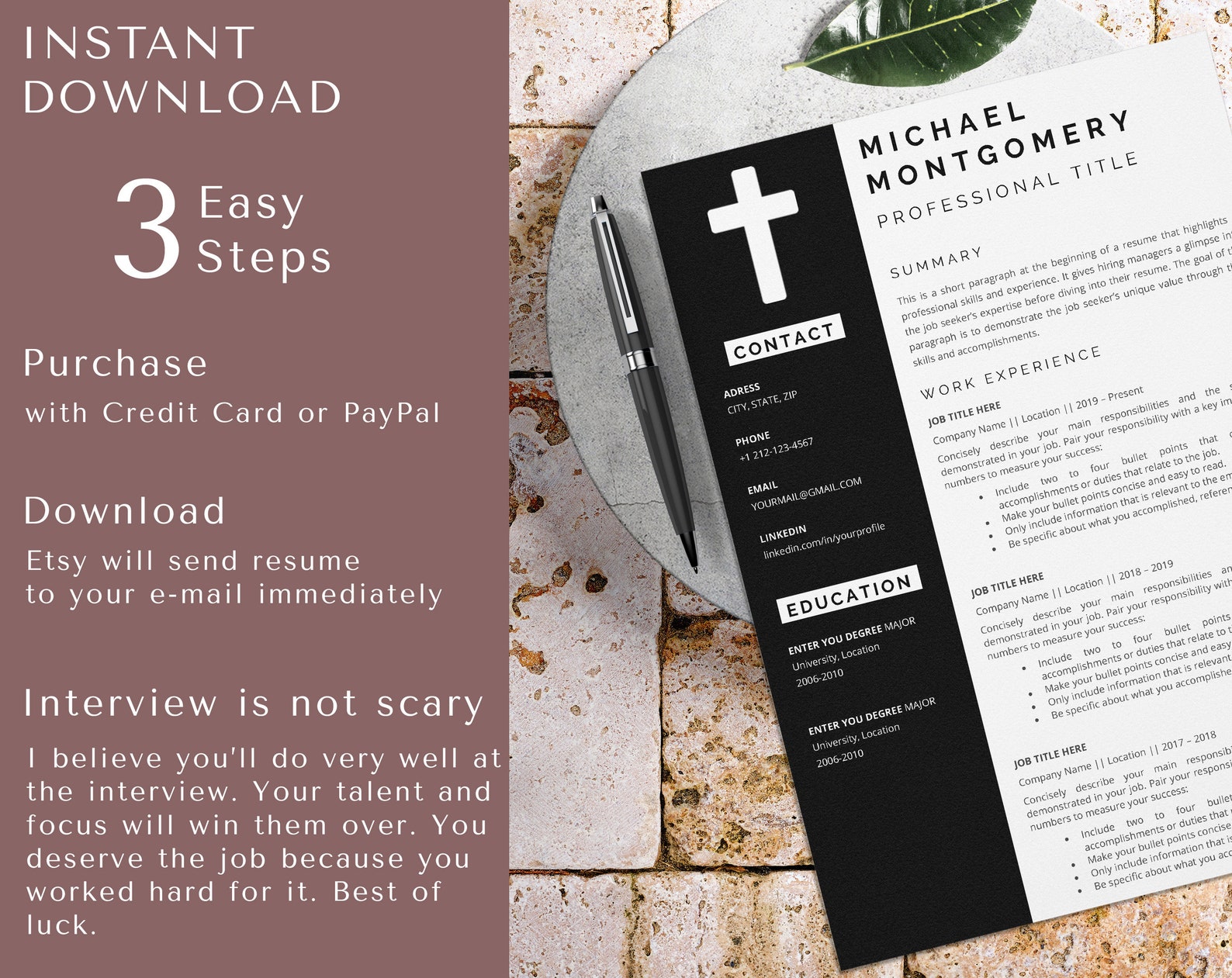 Pastor Resume Template for Word, Religion Resume, Church Administrator ...