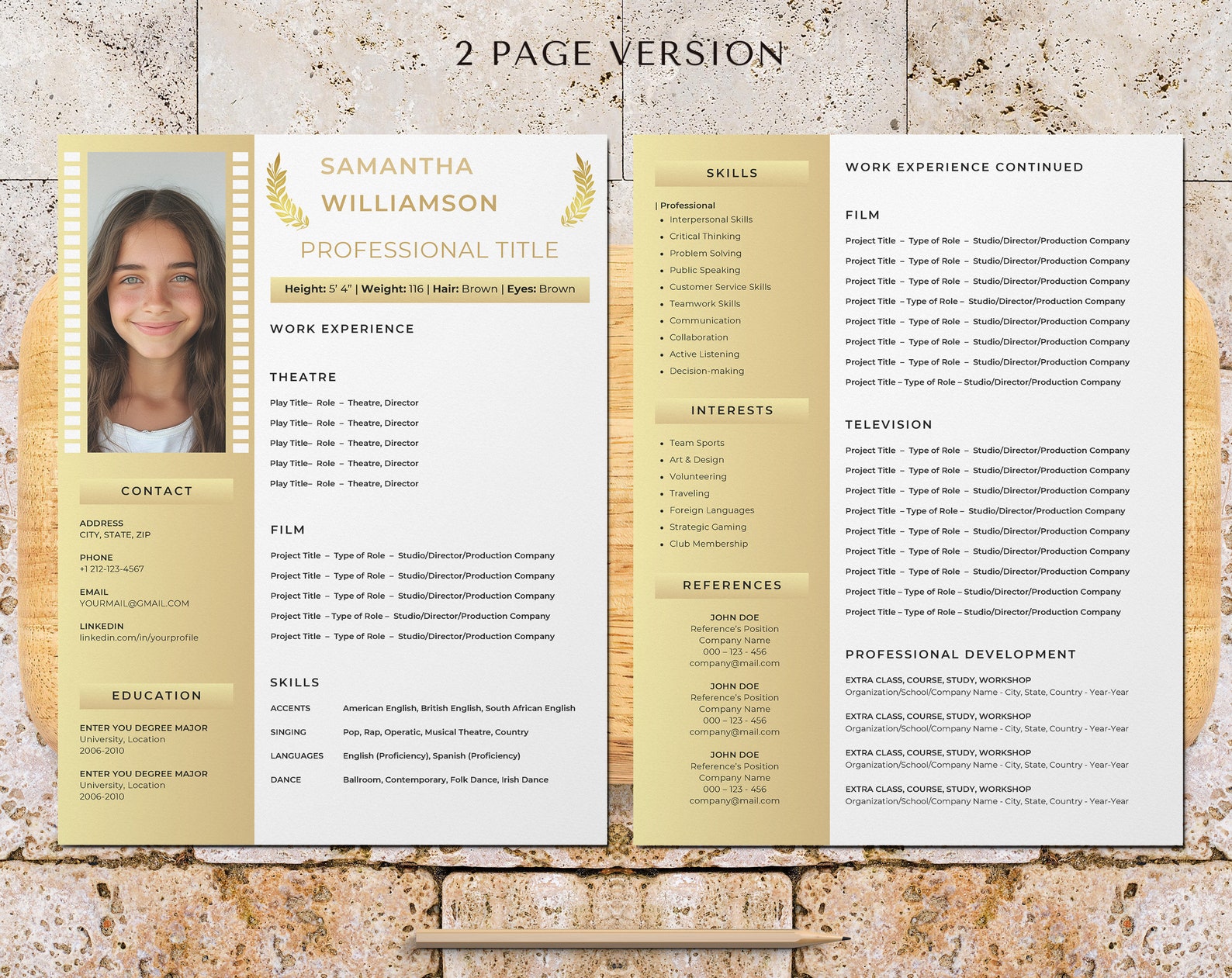 Child Actor Resume Template for Canva, Kid Actor Cv, Child Model Actor ...