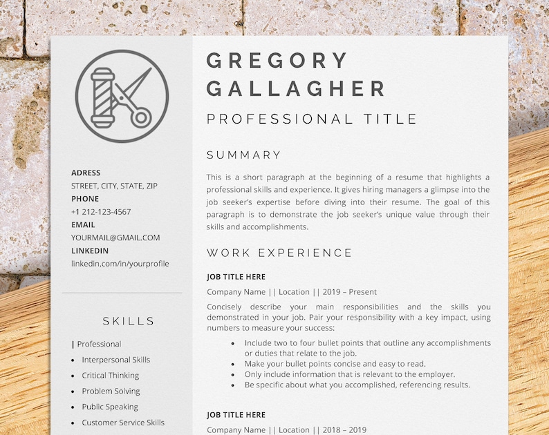 Barber Resume Template for Word, Hairdresser, Hair Stylist, Hair ...