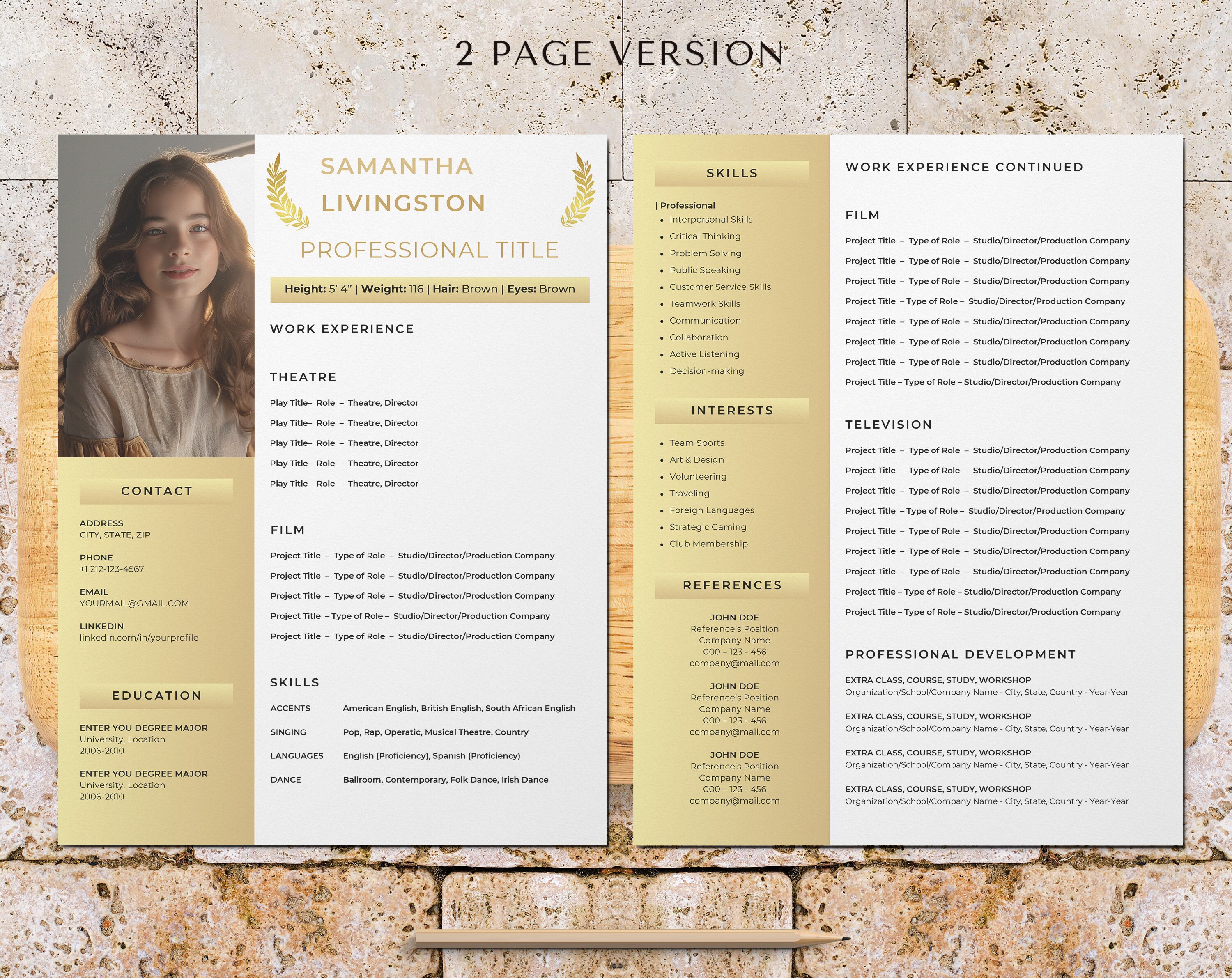 Child Actor Resume Template for Canva, Kid Actor Resume, Child Model ...