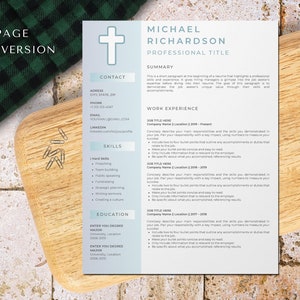 Pastor Resume Template for Canva, Cover Letter, Religion Teacher Resume ...