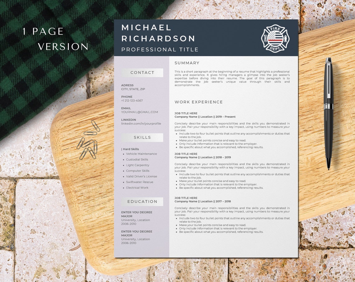 Firefighters Resume Template for Canva, Fire Investigators Cv, Fire ...