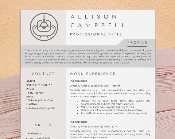 Interior Designer Resume Template for Word Interior Decorator - Etsy Canada
