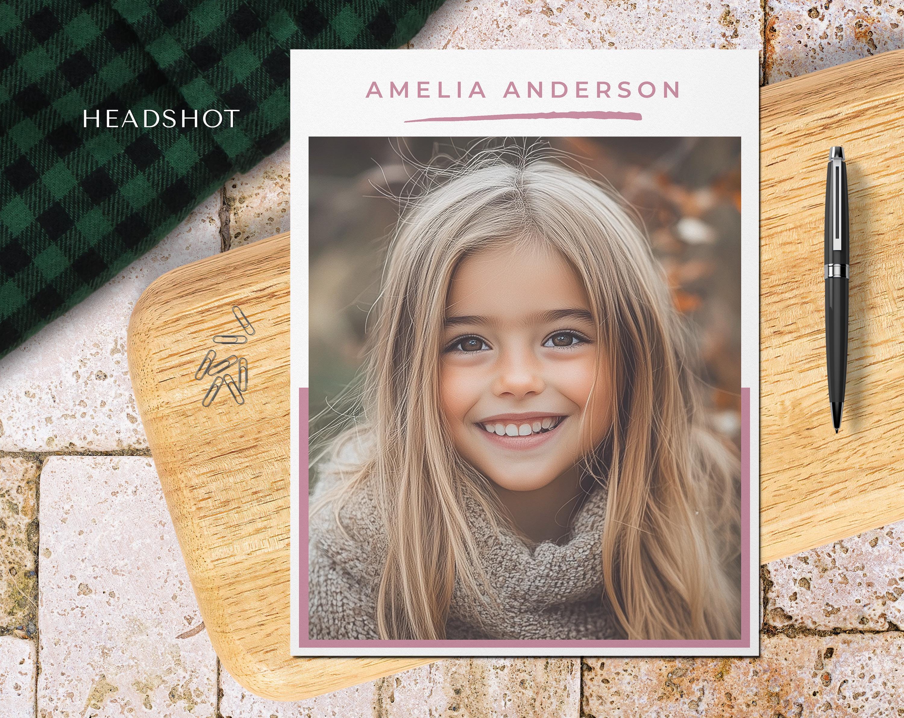 Kids Model Comp Card for Canva: Modeling Agency Zed Card, Editable ...