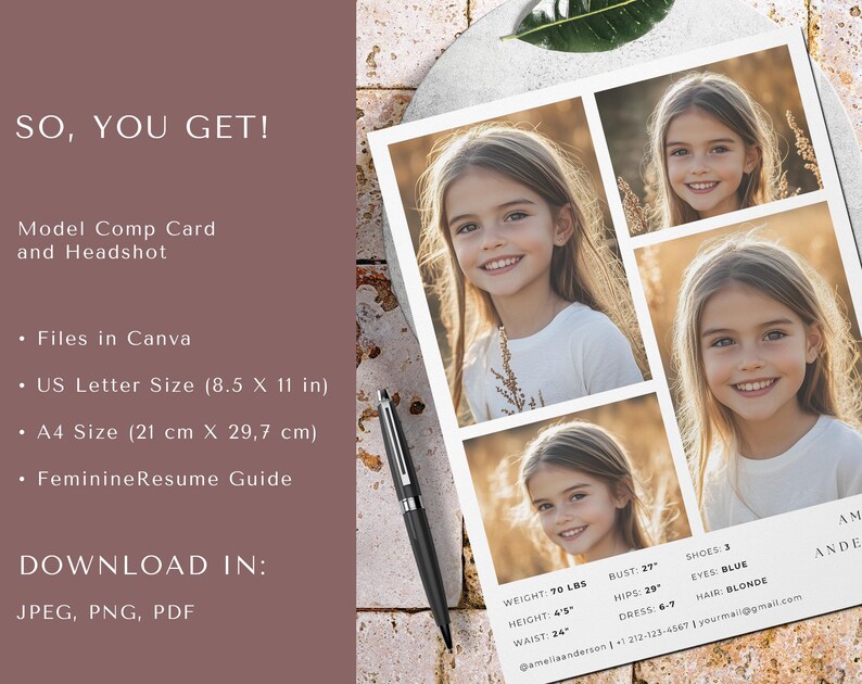 Kids Model Comp Card for Canva: Create a Professional Zed-style Child ...