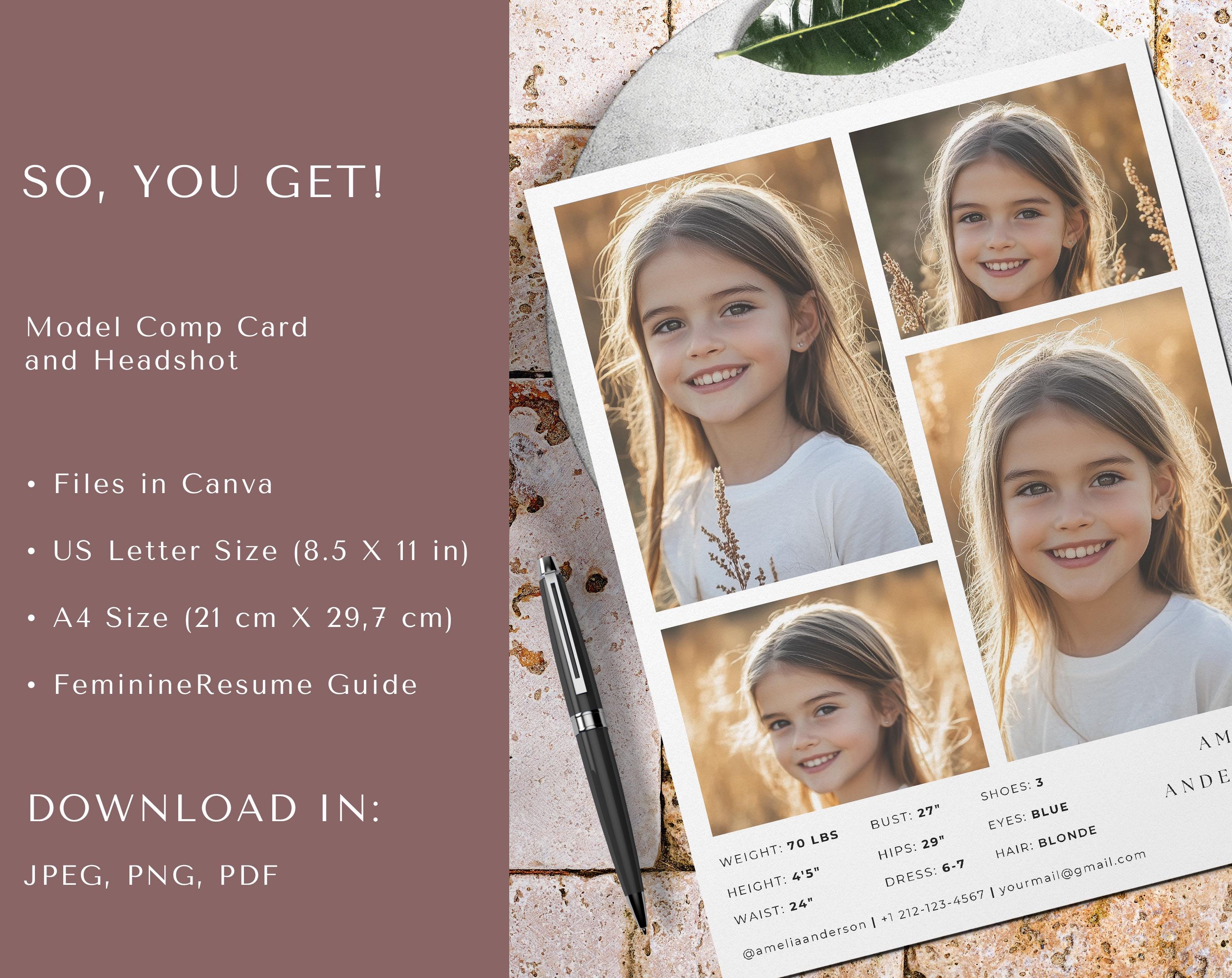 Kids Model Comp Card for Canva: Create a Professional Zed-style Child ...