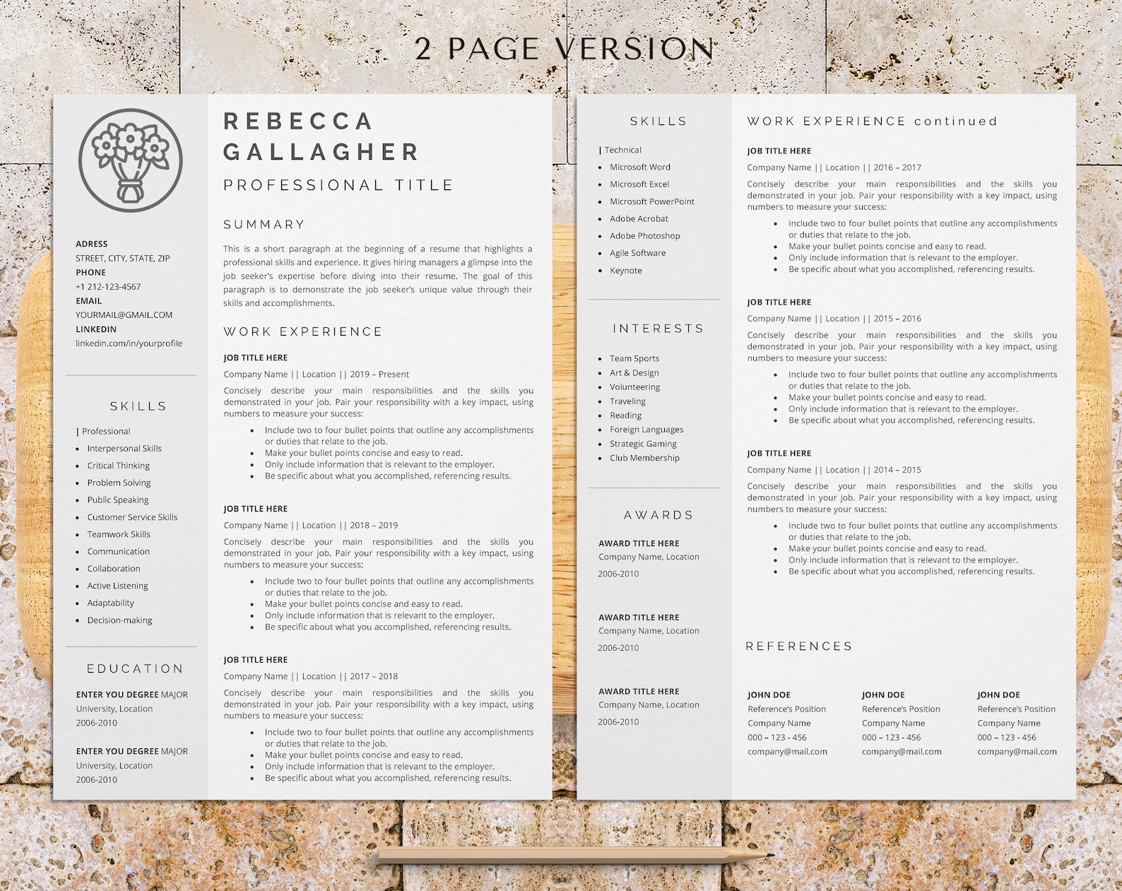 Florist Resume Template for Word, Floral Designer Resume and Cover ...