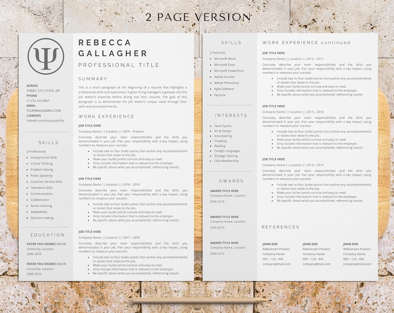 School Psychologist Resume Template for Word, Psychotherapist Resume ...