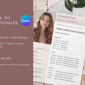 Child Actor Resume Template for Canva, Child Model Actor and Actress Cv ...
