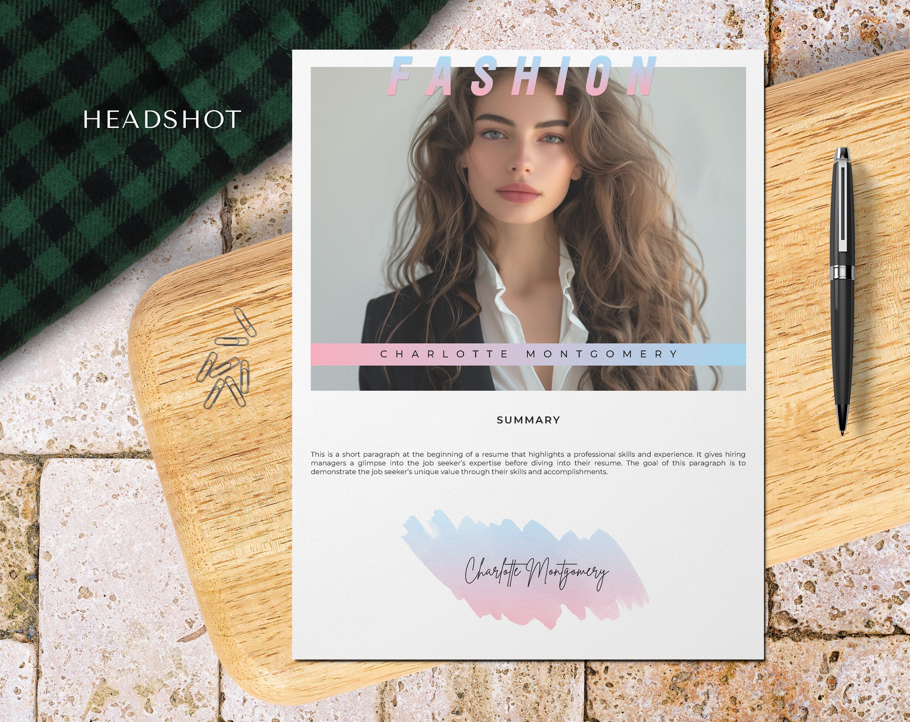 Model Resume Template With Photo for Canva: Fashion-infused ...