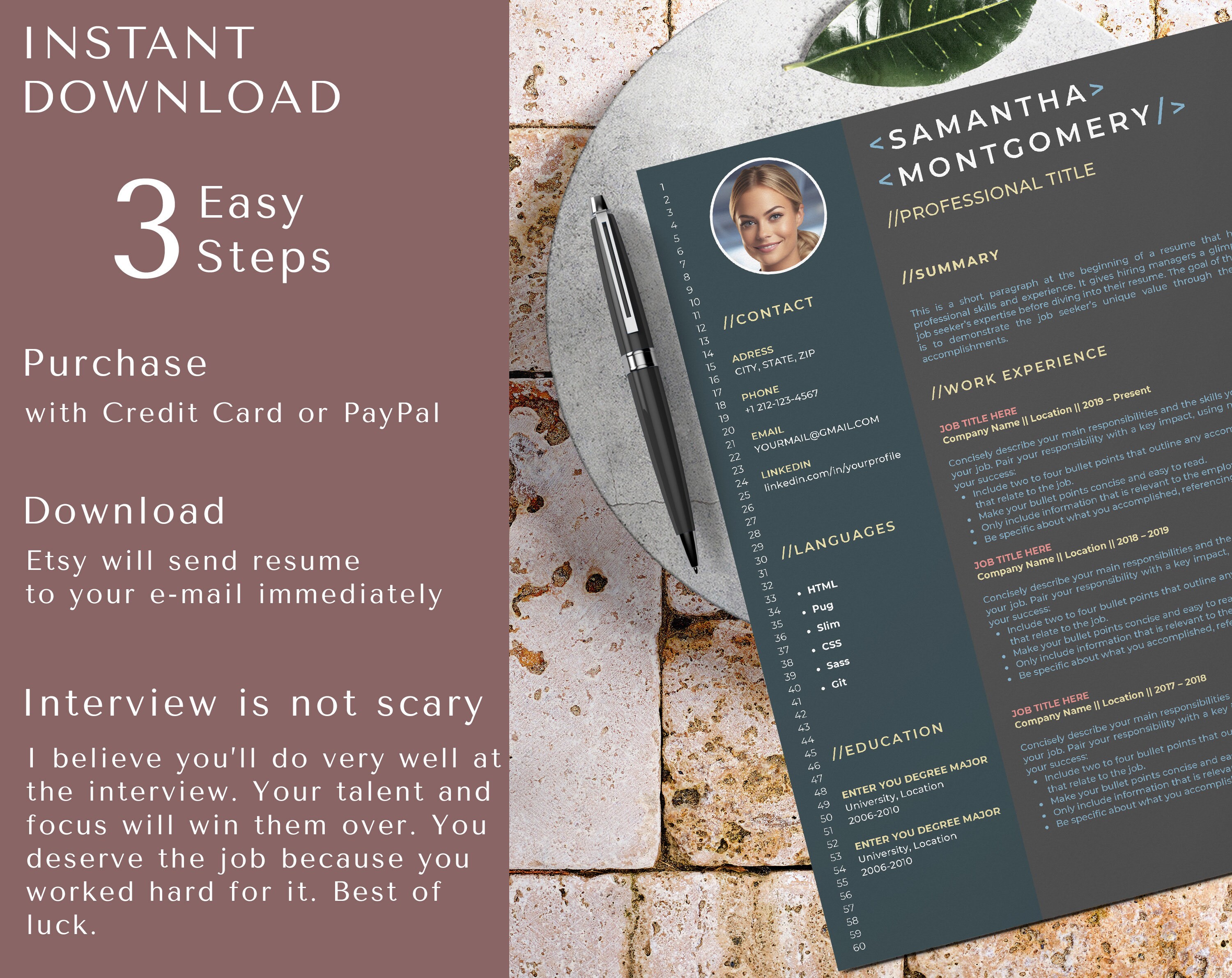 Software Engineer Resume Template for Canva, Web Developer, Software ...