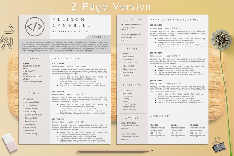 Web Developer Resume Template for Word Programmer Resume - Etsy