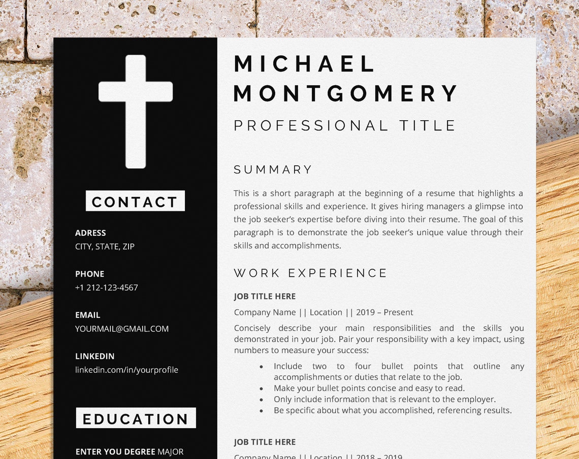 Pastor Resume Template for Word, Religion Resume, Church Administrator ...
