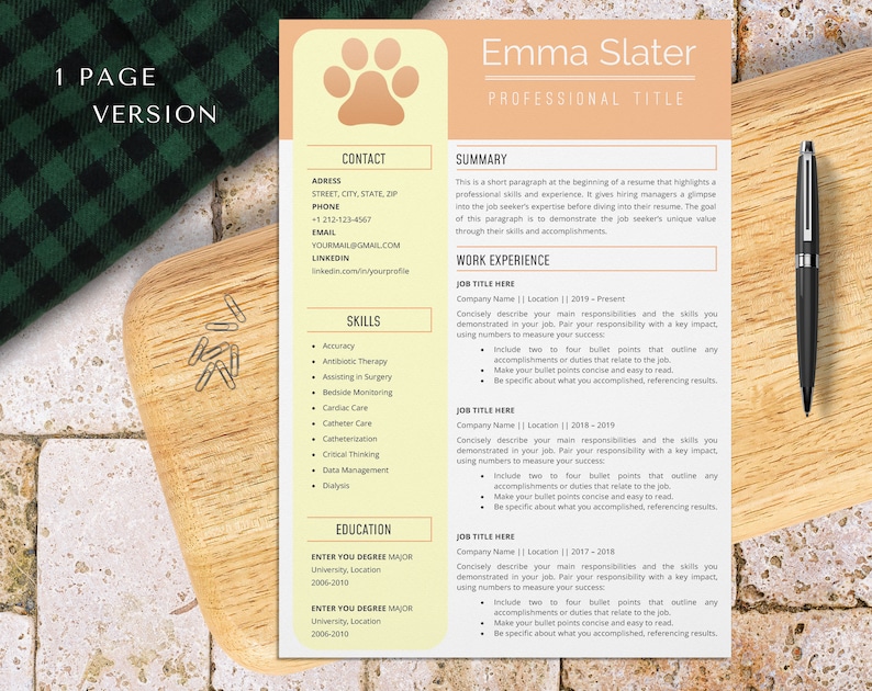 Veterinarian & Veterinary Assistant Resume Template and Cover Letter ...