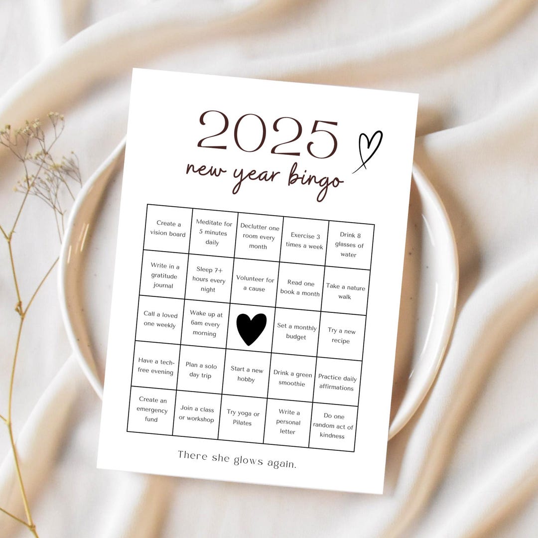 2025 New Year Bingo Card Printable 2025 Vision Board Bingo Card ...