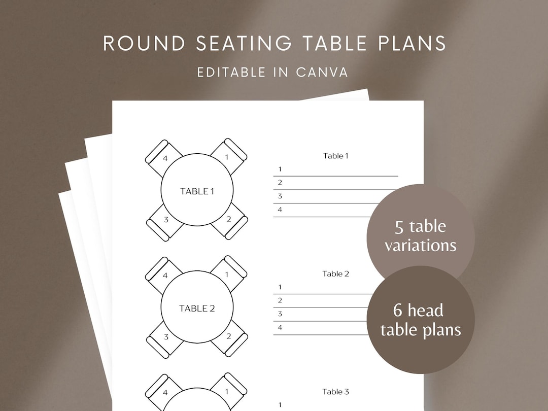 Printable Wedding Seating Chart Template Editable Round Table Seating ...
