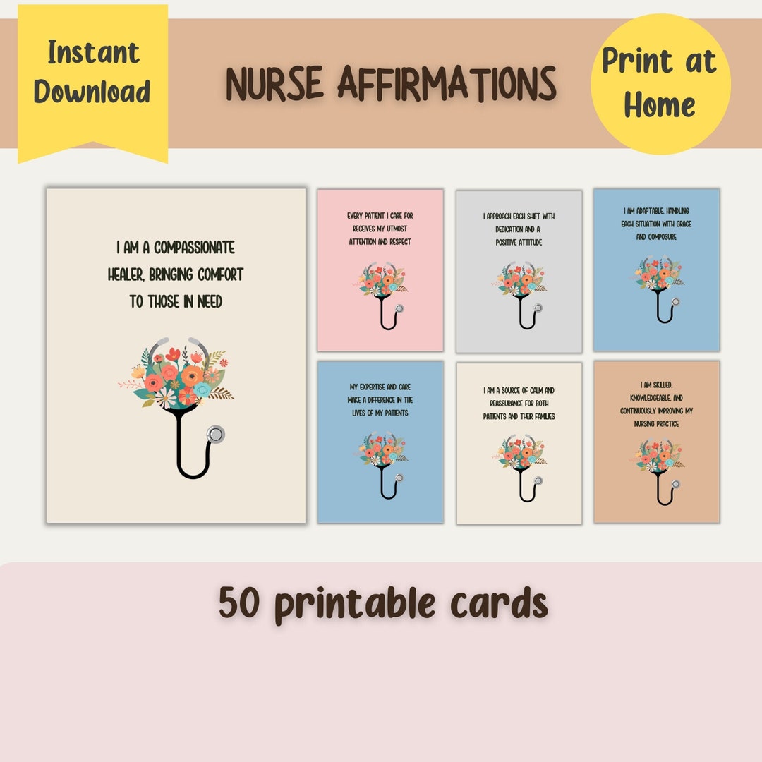 Nurse Affirmation Cards, Printable Affirmation Cards, Digital Cards ...