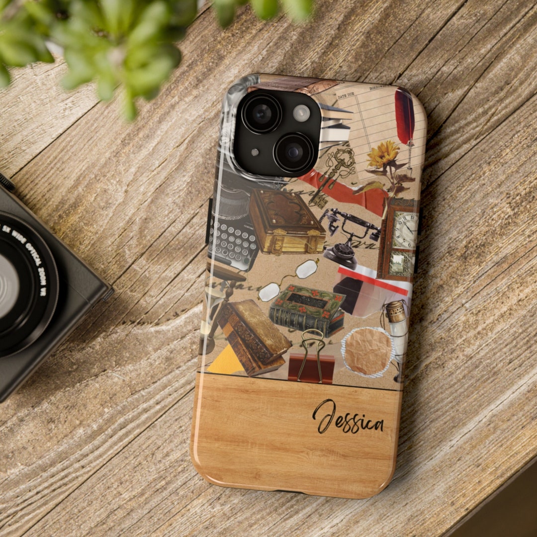 Collage Vintage Old Library Phone Case, Phone Case, Custom Phone Case ...
